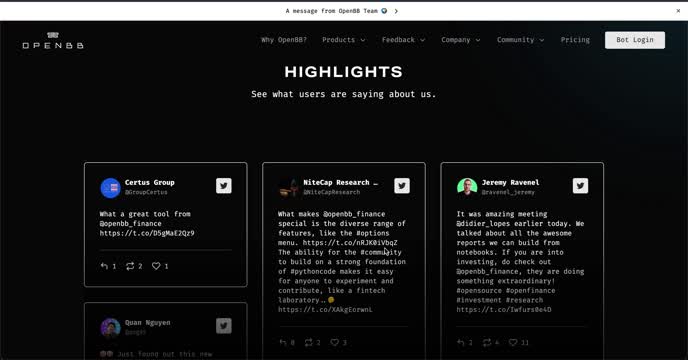 José Donato on LinkedIn: Spicing OpenBB homepage with testimonials from ... José Donato on LinkedIn: Spicing OpenBB homepage with testimonials from ...