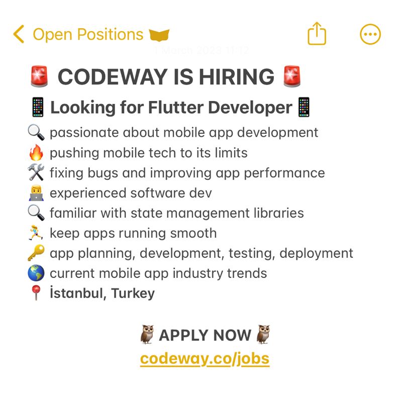 Codeway on LinkedIn: Codeway Studios - Flutter Developer Codeway on LinkedIn: Codeway Studios - Flutter Developer