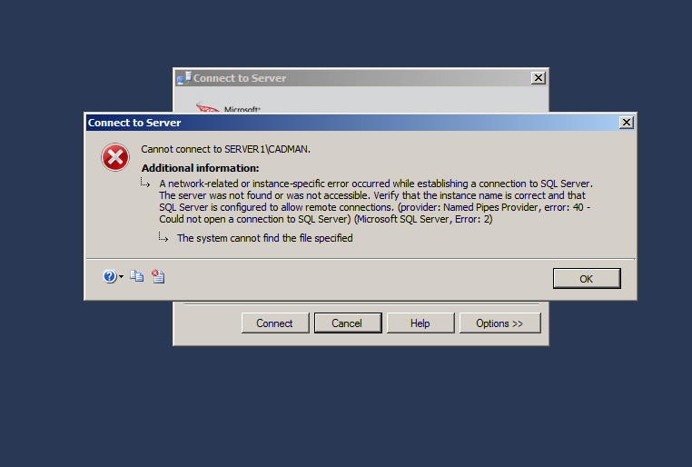 CADMAN LVD (Server side MSSQL Error) database troubleshoot CADMAN LVD (Server side MSSQL Error) database troubleshoot