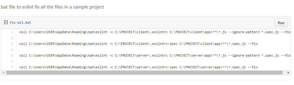 Auto fix eslint errors in one command Auto fix eslint errors in one command
