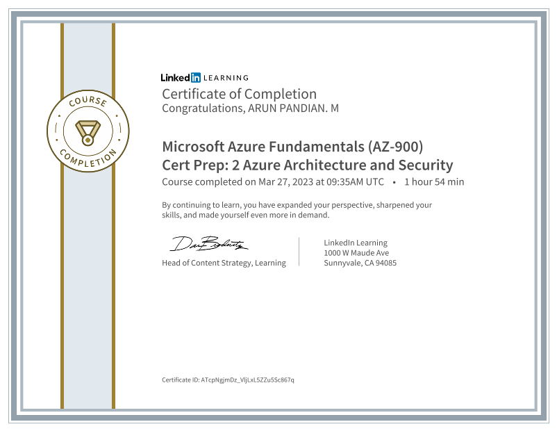 ARUN PANDIAN. M on LinkedIn: Certificate of Completion ARUN PANDIAN. M on LinkedIn: Certificate of Completion