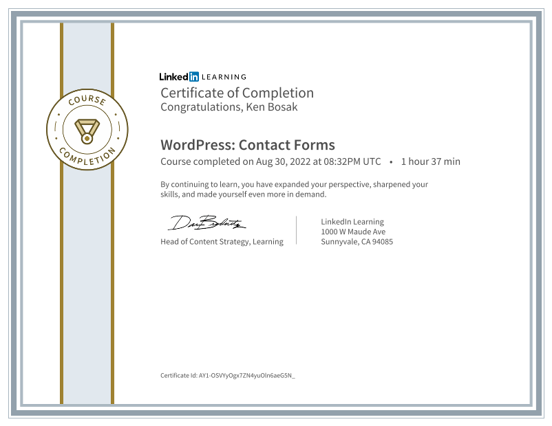 Ken Bosak on LinkedIn: Certificate of Completion Ken Bosak on LinkedIn: Certificate of Completion