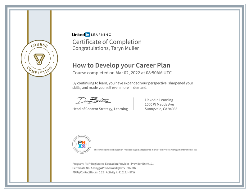 Taryn Muller on LinkedIn: Certificate of Completion Taryn Muller on LinkedIn: Certificate of Completion