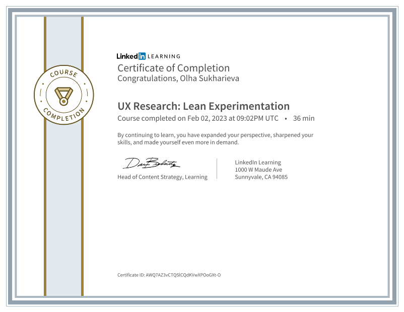 Olha Sukharieva on LinkedIn: Certificate of Completion Olha Sukharieva on LinkedIn: Certificate of Completion