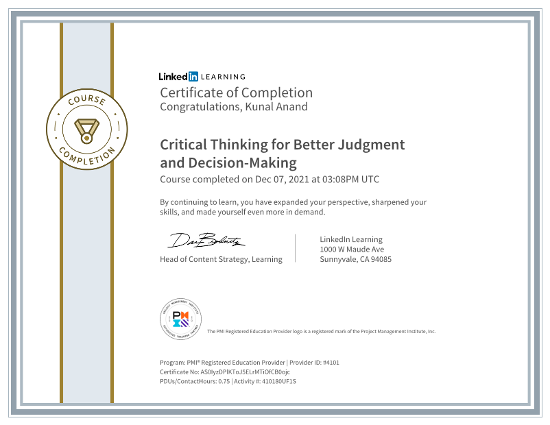 Kunal Anand on LinkedIn: Certificate of Completion Kunal Anand on LinkedIn: Certificate of Completion