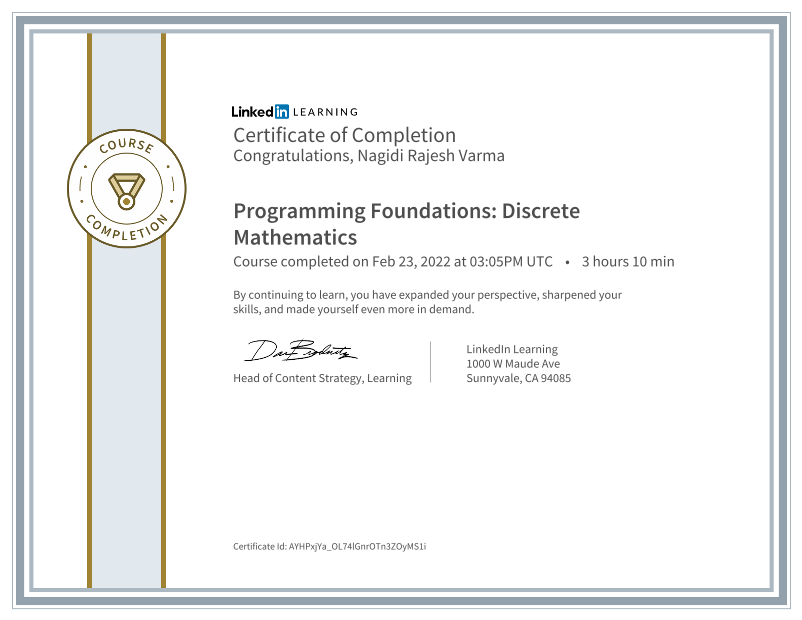 Nagidi Rajesh Varma on LinkedIn: Certificate of Completion Nagidi Rajesh Varma on LinkedIn: Certificate of Completion