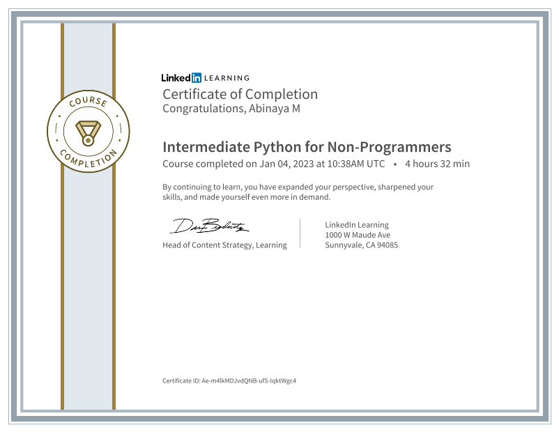 Abinaya M on LinkedIn: Certificate of Completion Abinaya M on LinkedIn: Certificate of Completion