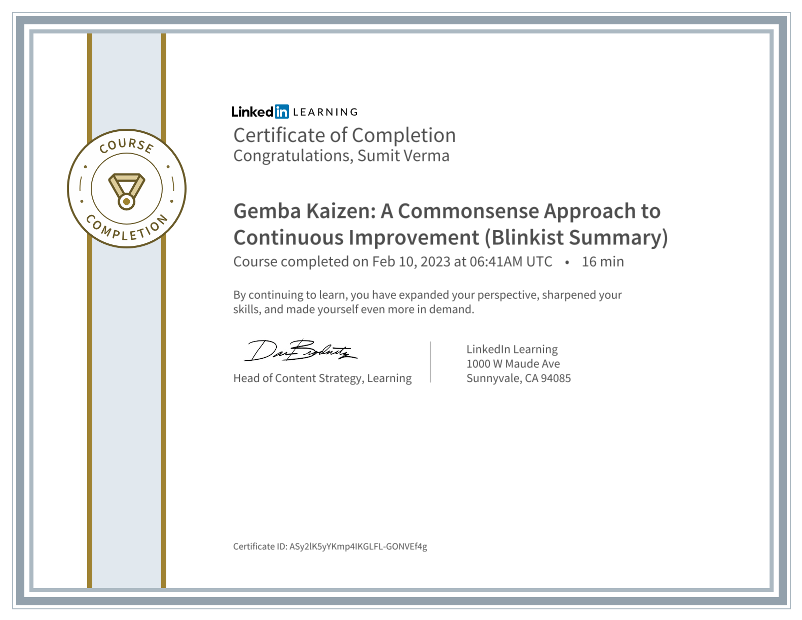 Sumit Verma on LinkedIn: Certificate of Completion Sumit Verma on LinkedIn: Certificate of Completion