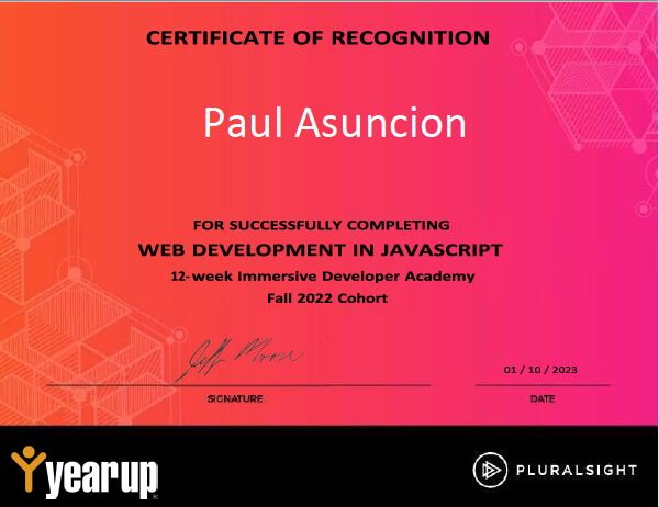 Paul Asuncion on LinkedIn: #webdevelopment #javascript #certificate Paul Asuncion on LinkedIn: #webdevelopment #javascript #certificate