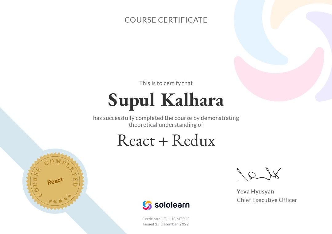 Supul Kalhara on LinkedIn: #reactjs #react #redux #sololearn #thankyou Supul Kalhara on LinkedIn: #reactjs #react #redux #sololearn #thankyou