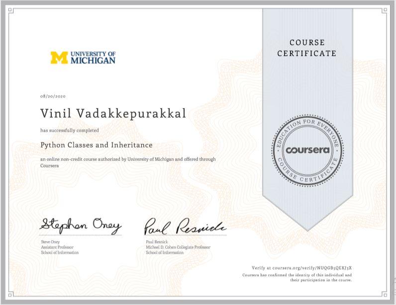 Vinil Vadakkepurakkal on LinkedIn: #universityofmichigan #pyhton # ... Vinil Vadakkepurakkal on LinkedIn: #universityofmichigan #pyhton # ...