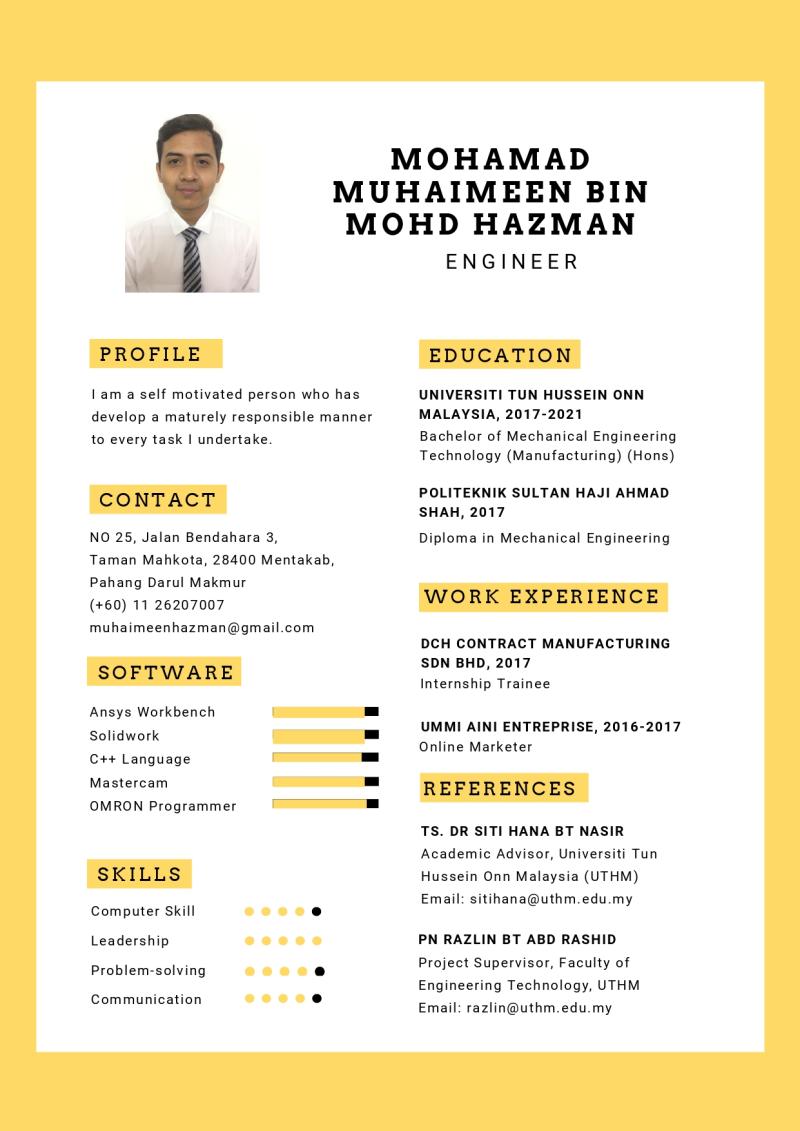 Mohamad Muhaimeen Bin Mohd Hazman on LinkedIn: #resume # ... Mohamad Muhaimeen Bin Mohd Hazman on LinkedIn: #resume # ...