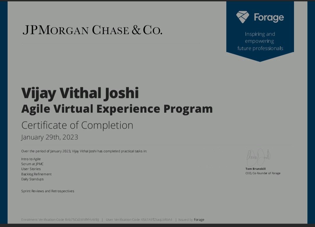 Vijay Vithal Joshi on LinkedIn: #jpmorganchase Vijay Vithal Joshi on LinkedIn: #jpmorganchase