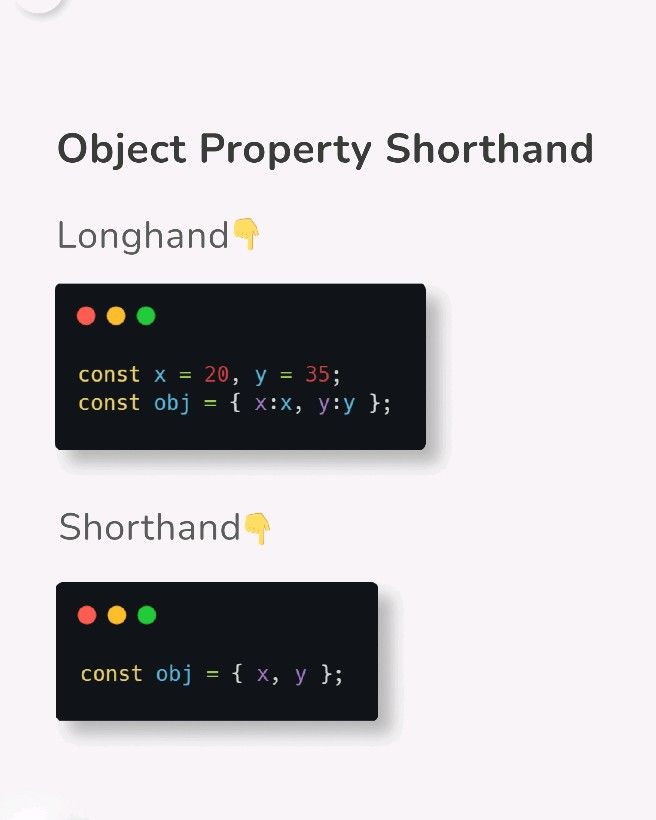 Natachi Nnamaka on LinkedIn: object property shorthand in JavaScript Natachi Nnamaka on LinkedIn: object property shorthand in JavaScript