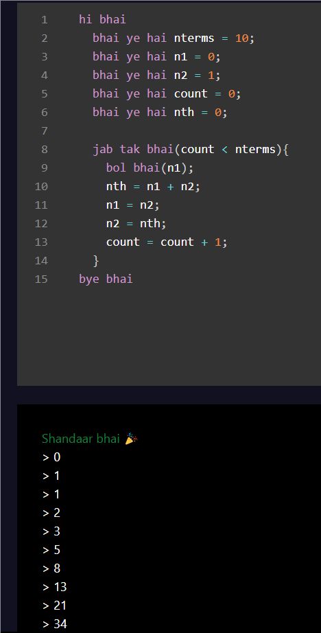 Shreshth Goyanka on LinkedIn: #language #bhailang #programming Shreshth Goyanka on LinkedIn: #language #bhailang #programming
