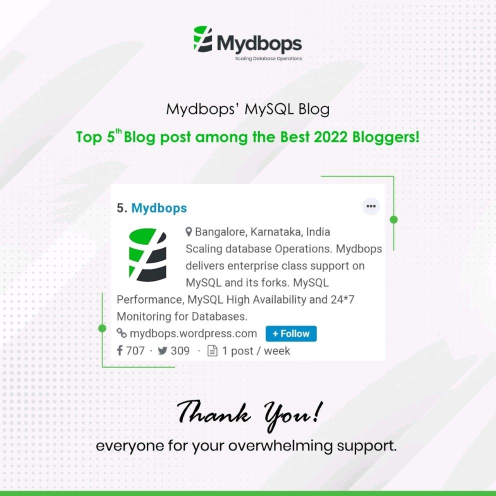 Mydbops on LinkedIn: #mysql #database #dbms #dba #databasemanagementsystem… Mydbops on LinkedIn: #mysql #database #dbms #dba #databasemanagementsystem…