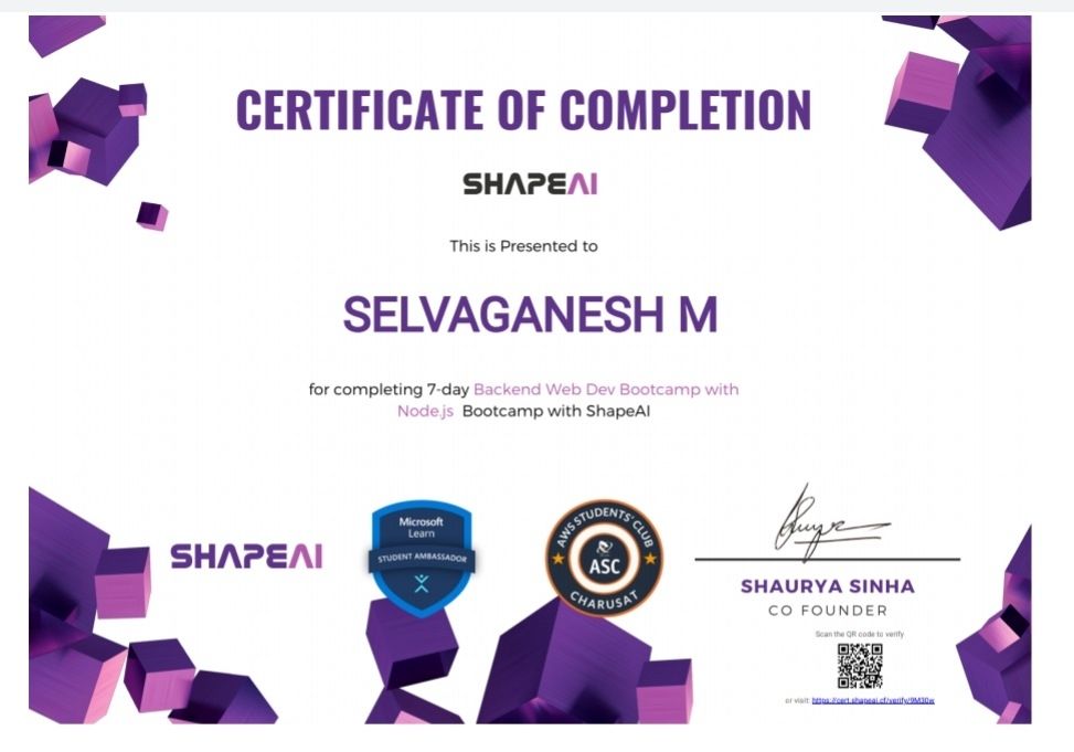 Selvaganesh M on LinkedIn: #nodejs #nodejsdeveloper Selvaganesh M on LinkedIn: #nodejs #nodejsdeveloper
