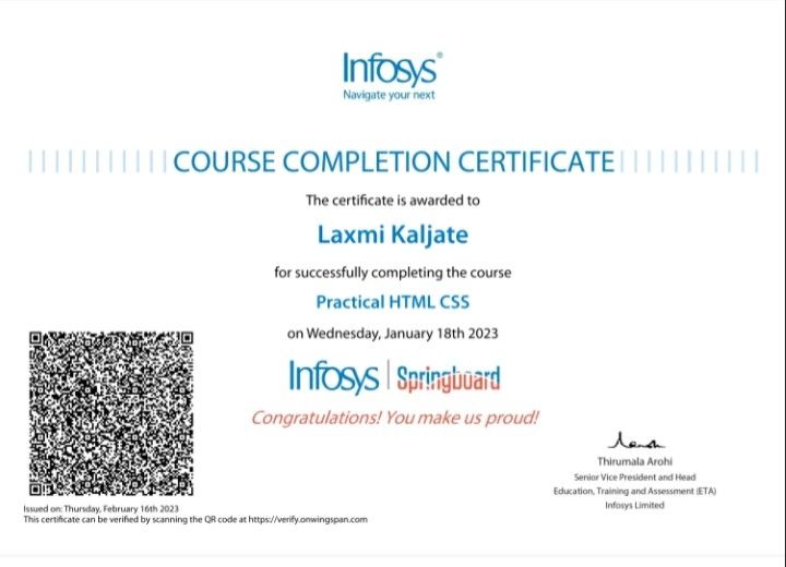 Laxmi Kaljate on LinkedIn: #connections #html #css #infoysys Laxmi Kaljate on LinkedIn: #connections #html #css #infoysys