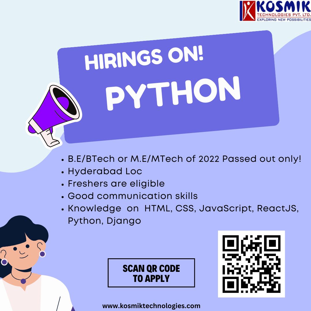 Kosmiktechnologies PVT LTD on LinkedIn: #openings #python # ... Kosmiktechnologies PVT LTD on LinkedIn: #openings #python # ...