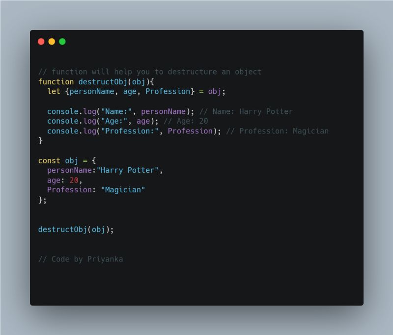 Priyanka Shahane on LinkedIn: #javascript #destructure #js #syntax # ... Priyanka Shahane on LinkedIn: #javascript #destructure #js #syntax # ...