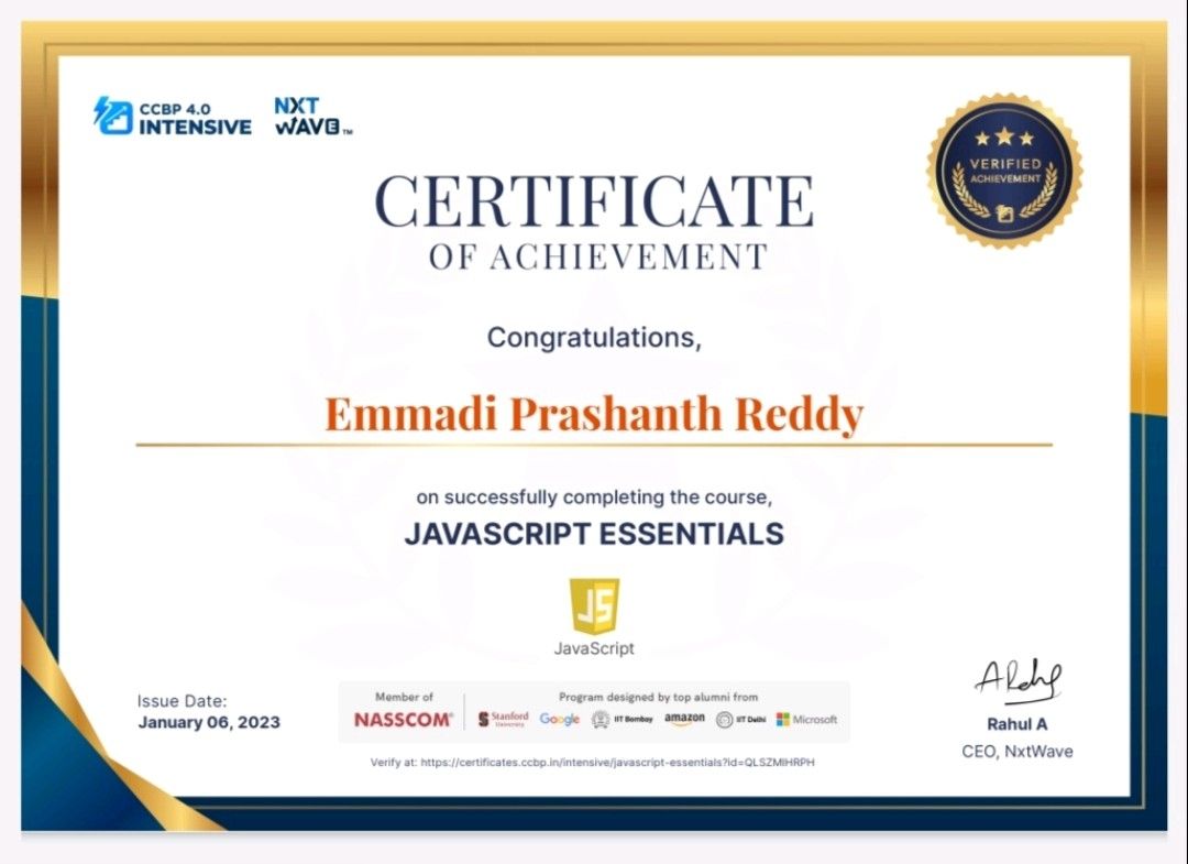 Prashanth Reddy Emmadi on LinkedIn: #nxtwave Prashanth Reddy Emmadi on LinkedIn: #nxtwave