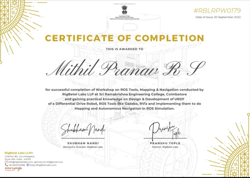 MITHIL PRANAV R S on LinkedIn: #rosworkshop #finalday #certified MITHIL PRANAV R S on LinkedIn: #rosworkshop #finalday #certified