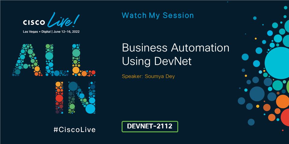 Soumya Dey on LinkedIn: #cisco #ciscolive #devnet #automation #ciscomeraki Soumya Dey on LinkedIn: #cisco #ciscolive #devnet #automation #ciscomeraki