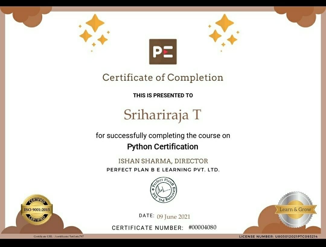 Sri Hari Raja Thirumurugaraja on LinkedIn: #perfectelearning #python Sri Hari Raja Thirumurugaraja on LinkedIn: #perfectelearning #python