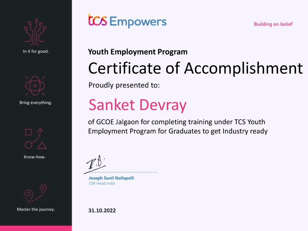 Sanket Devray on LinkedIn: #thankyou #tcsion #tcsempowers Sanket Devray on LinkedIn: #thankyou #tcsion #tcsempowers