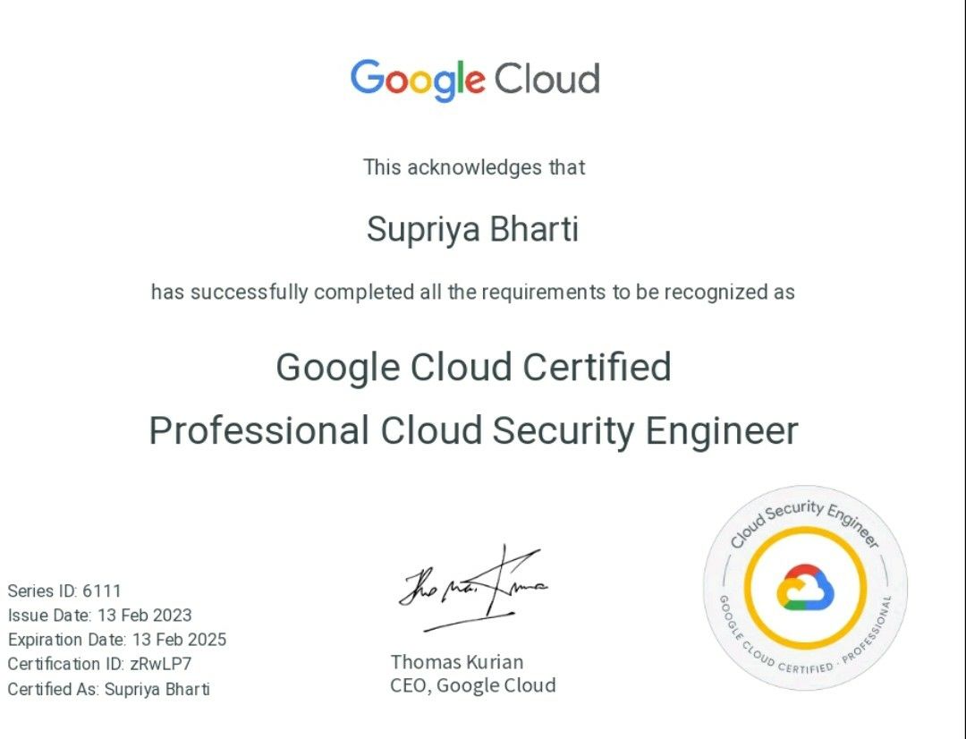 Supriya Bharti on LinkedIn: #qwiklabs #googlecloudcertified #security ... Supriya Bharti on LinkedIn: #qwiklabs #googlecloudcertified #security ...