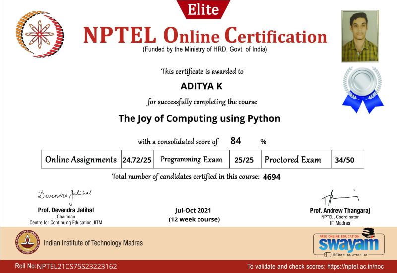 Aditya K on LinkedIn: #python #computing #nptel #iitr #grateful | 14 ... Aditya K on LinkedIn: #python #computing #nptel #iitr #grateful | 14 ...