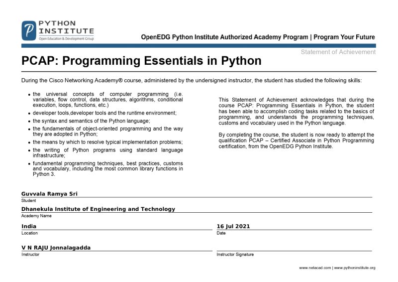 Guvvala Ramya Sri on LinkedIn: #cisconetworkingacademy #python #programming Guvvala Ramya Sri on LinkedIn: #cisconetworkingacademy #python #programming