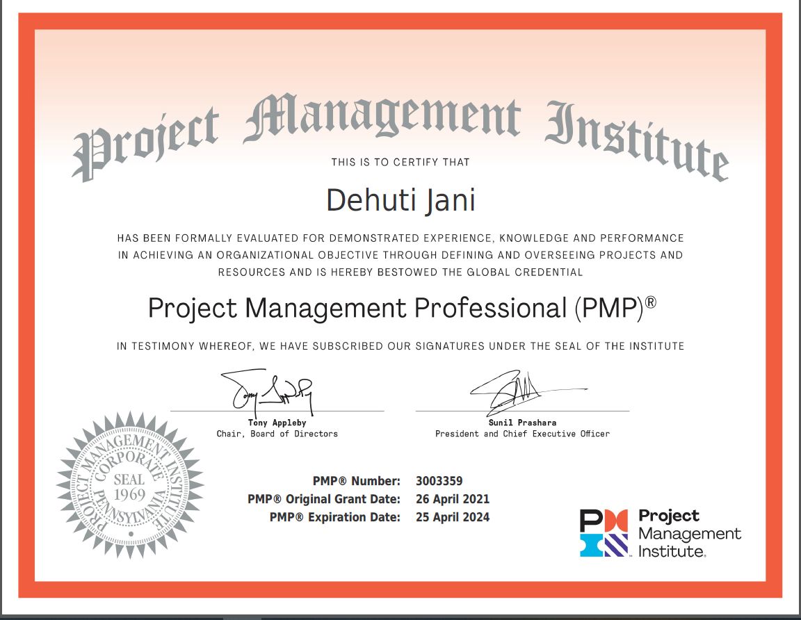 Dehuti Jani -MBA, PMP®, PMI-ACP®, PMO-CP™ on LinkedIn: # ... Dehuti Jani -MBA, PMP®, PMI-ACP®, PMO-CP™ on LinkedIn: # ...