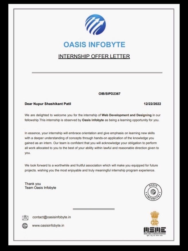 Nupur Patil on LinkedIn: #connections #work #intern #oasisinfobyte # ... Nupur Patil on LinkedIn: #connections #work #intern #oasisinfobyte # ...