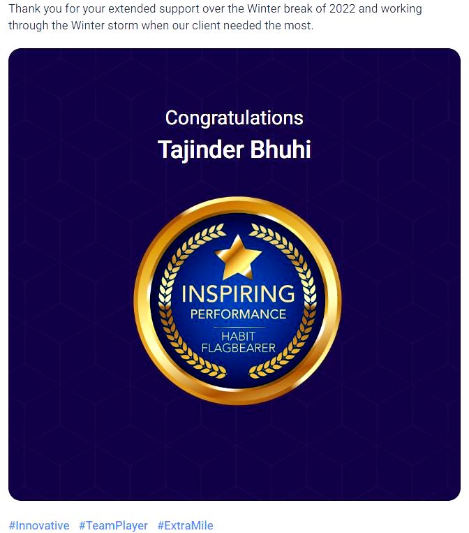 Tajinder Singh on LinkedIn: Thank you for recognizing the hard work and ... Tajinder Singh on LinkedIn: Thank you for recognizing the hard work and ...