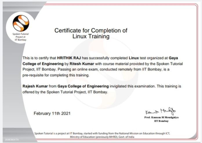 Hrithik Raj on LinkedIn: #iit_bombay #linux #developer Hrithik Raj on LinkedIn: #iit_bombay #linux #developer