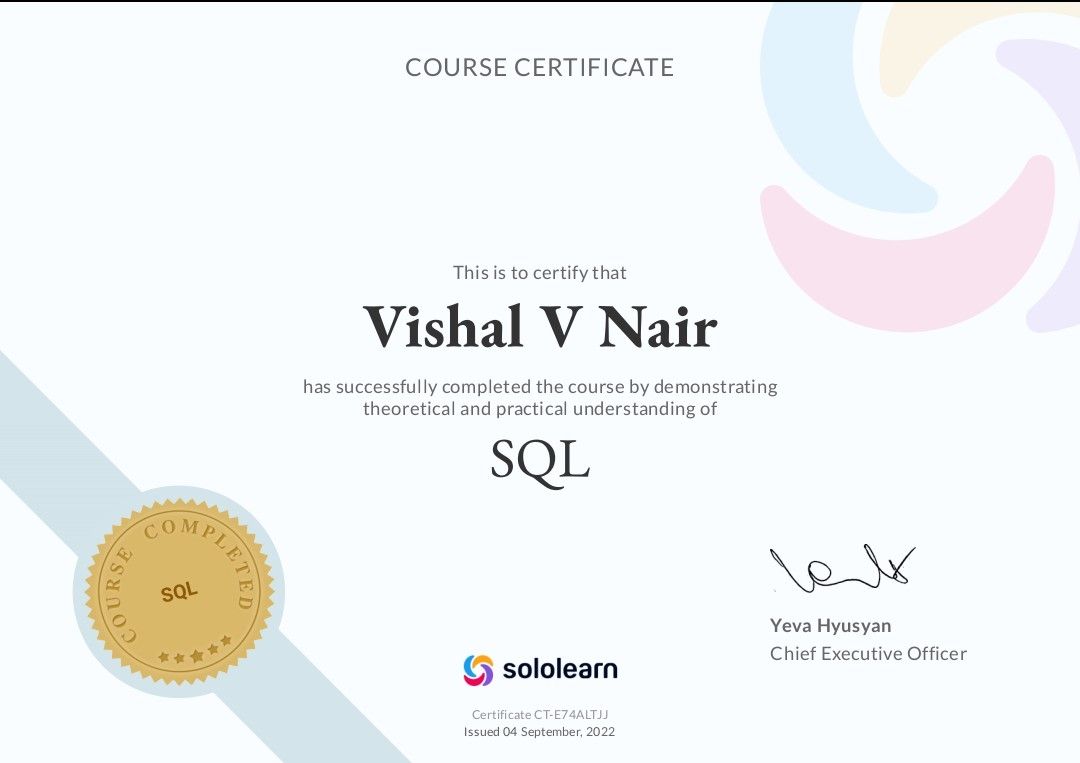 #SQL | Vishal V Nair #SQL | Vishal V Nair