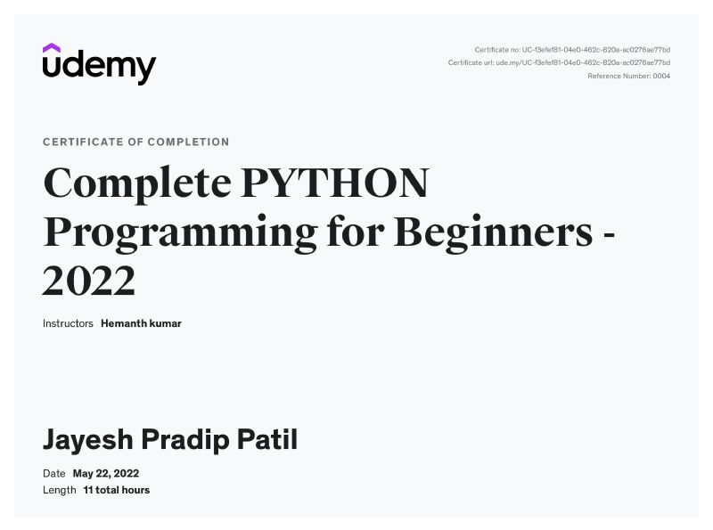 Jayesh Patil on LinkedIn: #pythoncertification #pythonprogramming # ... Jayesh Patil on LinkedIn: #pythoncertification #pythonprogramming # ...