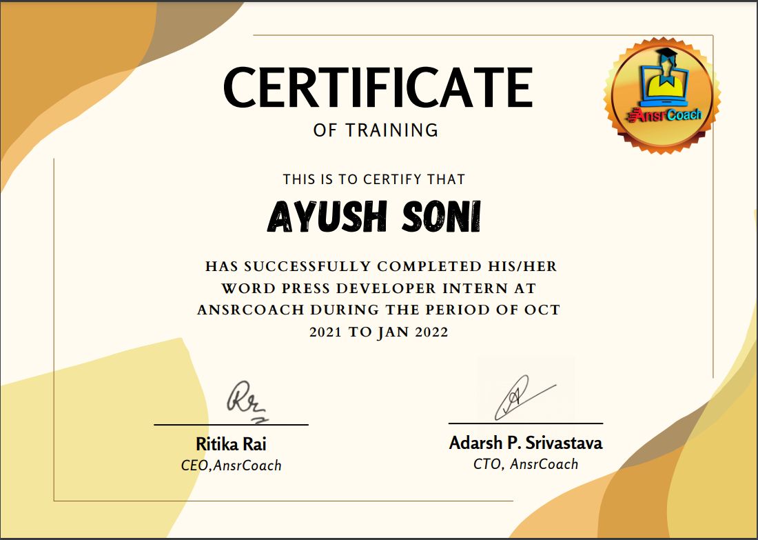 Ayush Soni on LinkedIn: #intern #internship #certificate #certificate Ayush Soni on LinkedIn: #intern #internship #certificate #certificate