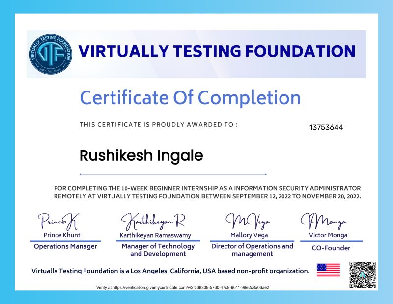 Rushikesh Ingale on LinkedIn: #vtfoundation #internship Rushikesh Ingale on LinkedIn: #vtfoundation #internship