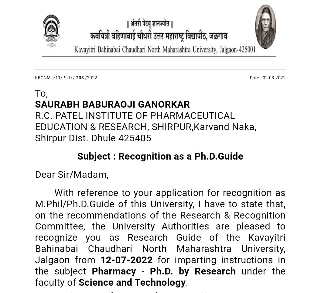 Dr. Saurabh B. Ganorkar on LinkedIn: Approved recently as a Ph.D. guide ... Dr. Saurabh B. Ganorkar on LinkedIn: Approved recently as a Ph.D. guide ...