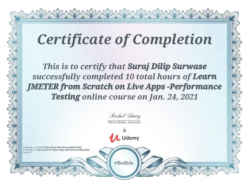 Suraj Surwase on LinkedIn: #performancetesting #certificate Suraj Surwase on LinkedIn: #performancetesting #certificate