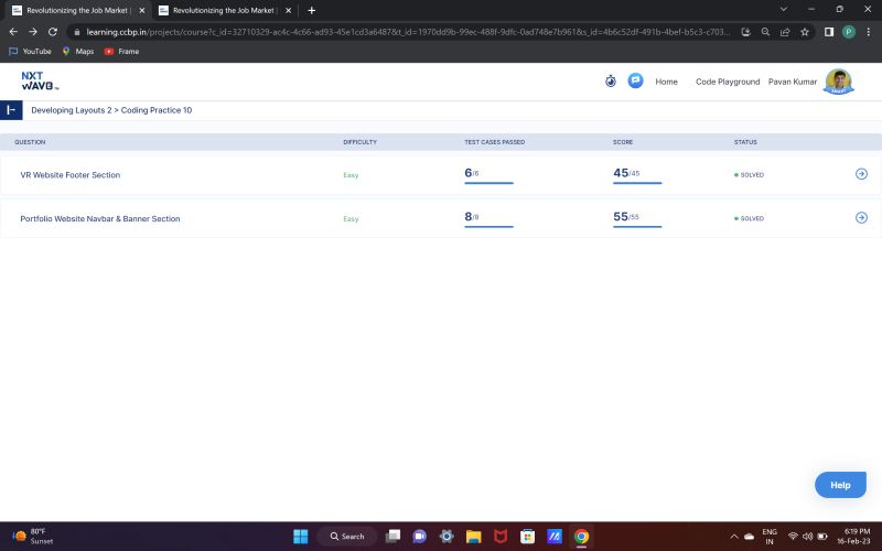 Pavan Kumar on LinkedIn: NxtWave Developing Layouts 2 > Coding Practice ... Pavan Kumar on LinkedIn: NxtWave Developing Layouts 2 > Coding Practice ...