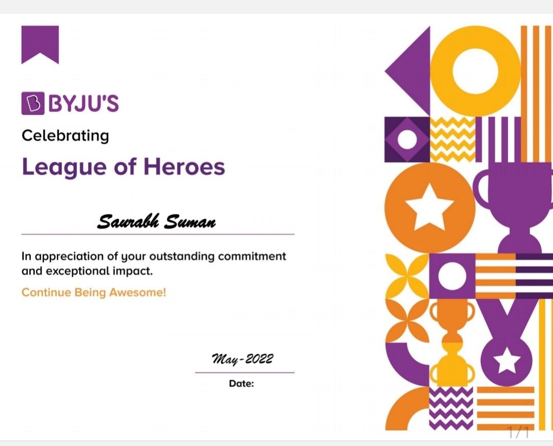 Saurabh Suman on LinkedIn: #hardworkpaysoffs #byju #recognition #goals ... Saurabh Suman on LinkedIn: #hardworkpaysoffs #byju #recognition #goals ...
