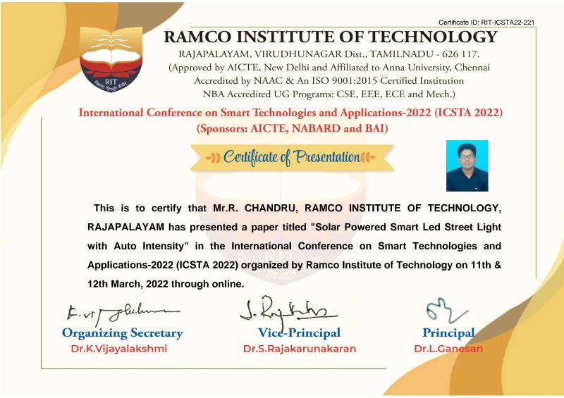 CHANDRU R on LinkedIn: #eee #icsta CHANDRU R on LinkedIn: #eee #icsta
