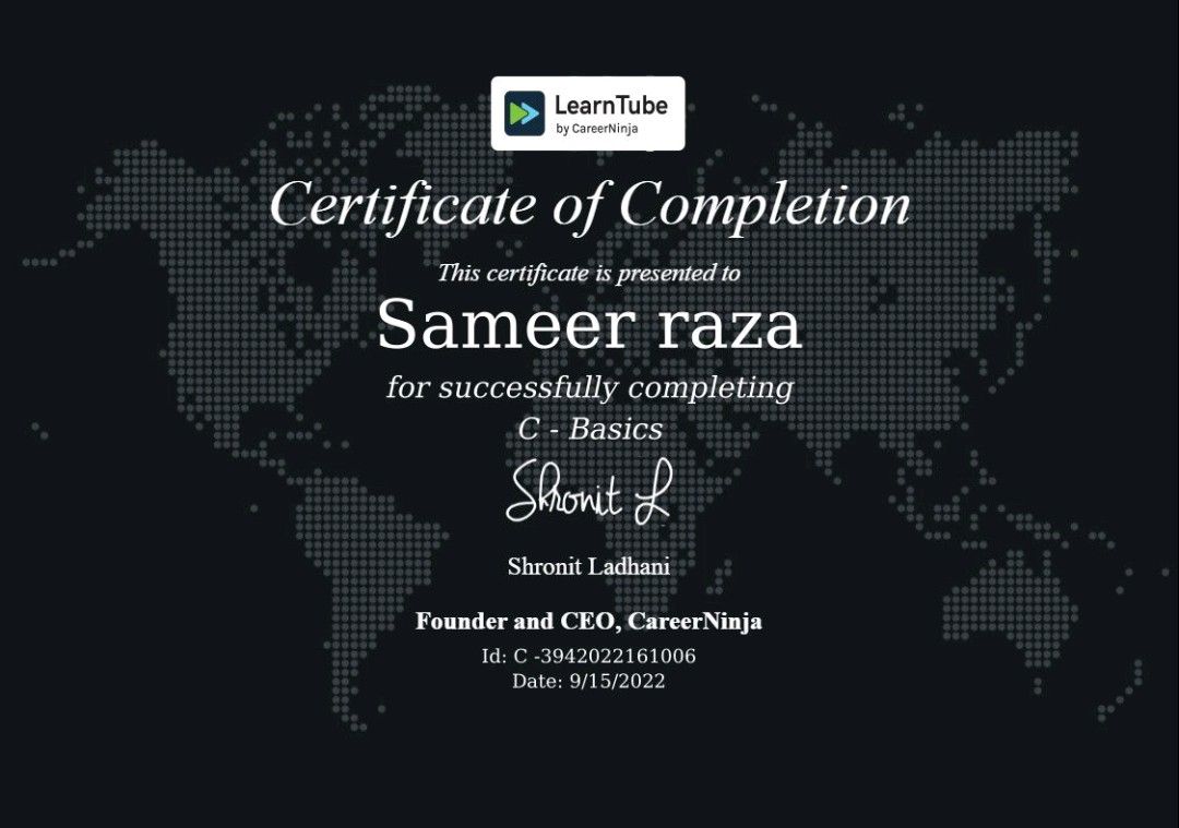 Sameer Raza on LinkedIn: completion of C basics... Sameer Raza on LinkedIn: completion of C basics...