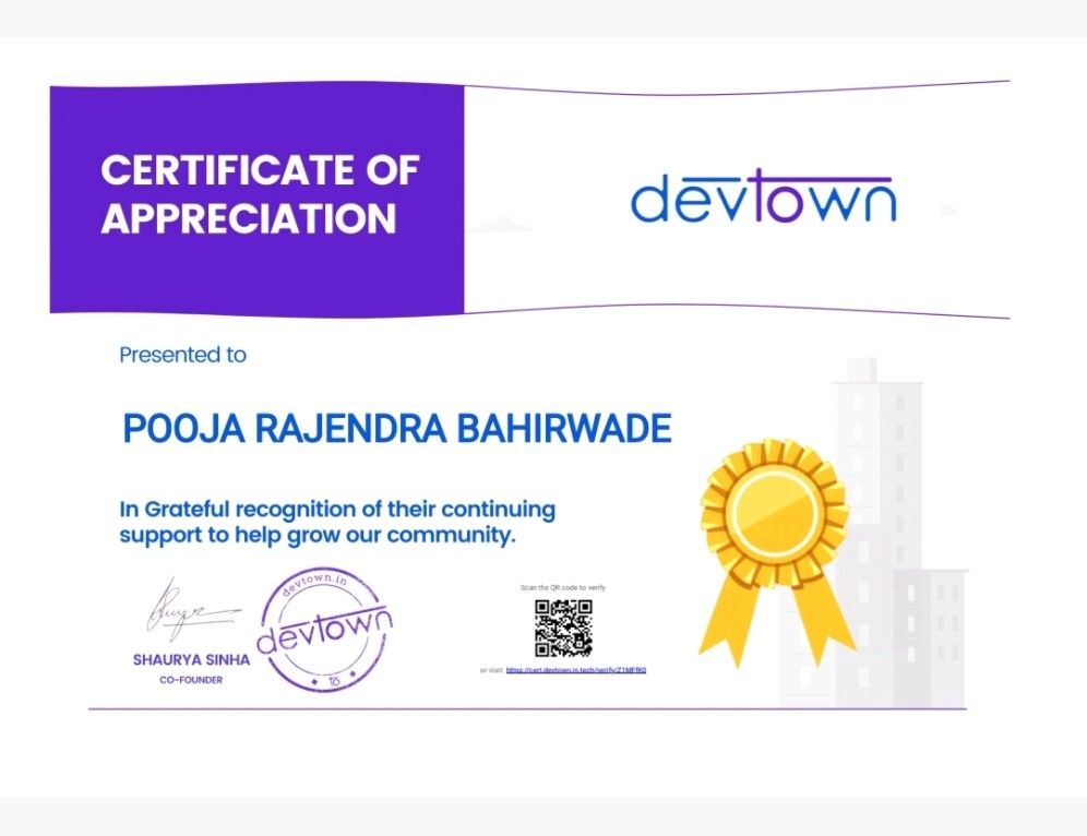 Pooja Bahirwade on LinkedIn: #certificateofappreciation Pooja Bahirwade on LinkedIn: #certificateofappreciation