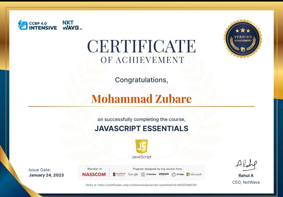 Zubare Mohammad on LinkedIn: #nxtwave #ccbp #rahulattuluri # ... Zubare Mohammad on LinkedIn: #nxtwave #ccbp #rahulattuluri # ...