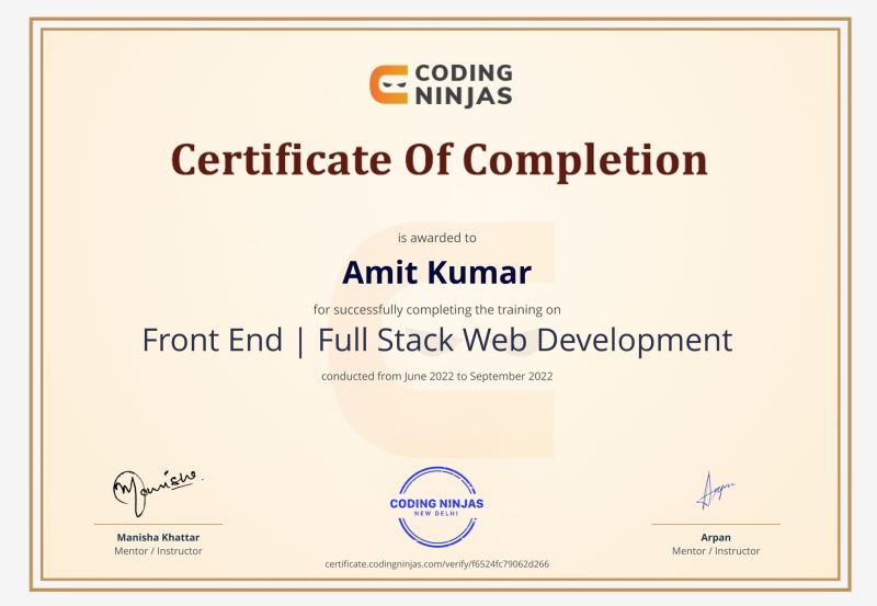 Amit kumar on LinkedIn: #codingninjas #frontenddeveloper #codingninjas ... Amit kumar on LinkedIn: #codingninjas #frontenddeveloper #codingninjas ...