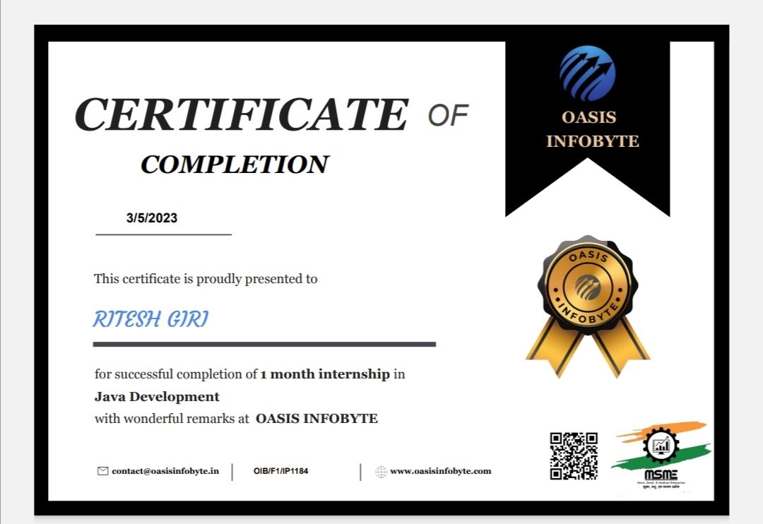 RITESH GIRI on LinkedIn: #internship #skill #opportunity #java RITESH GIRI on LinkedIn: #internship #skill #opportunity #java